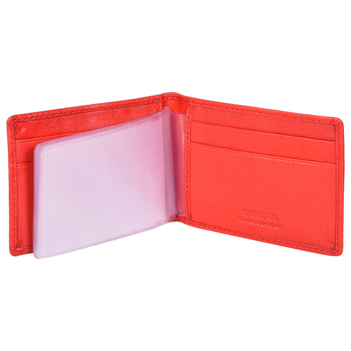 Sassora Genuine Leather Unisex Red RFID Business Card Holder