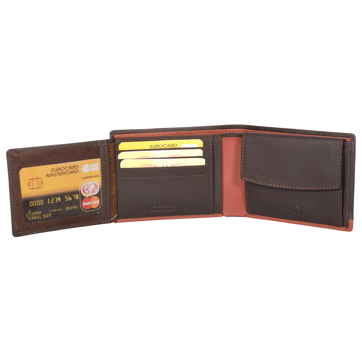 Sassora Soft Genuine Leather Brown Large Wallet For Men
