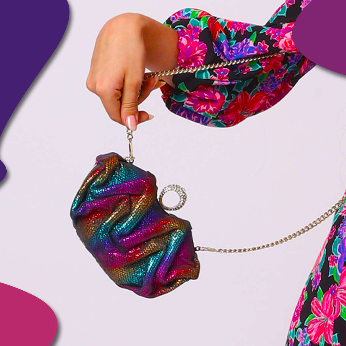 Sassora Genuine Leather Multi Color Party Clutch